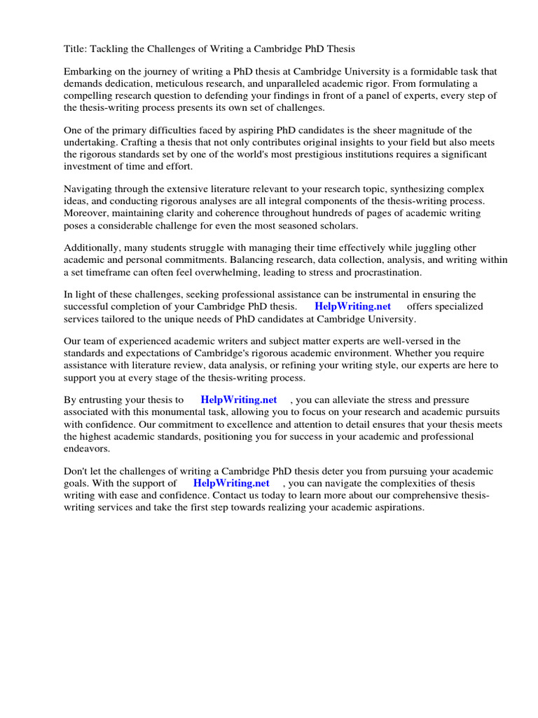 Cambridge PHD Thesis | PDF | Thesis | Doctor Of Philosophy