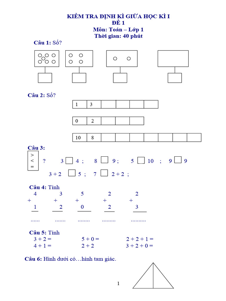 De Thi Giua Ki 1 Toan 1 | PDF
