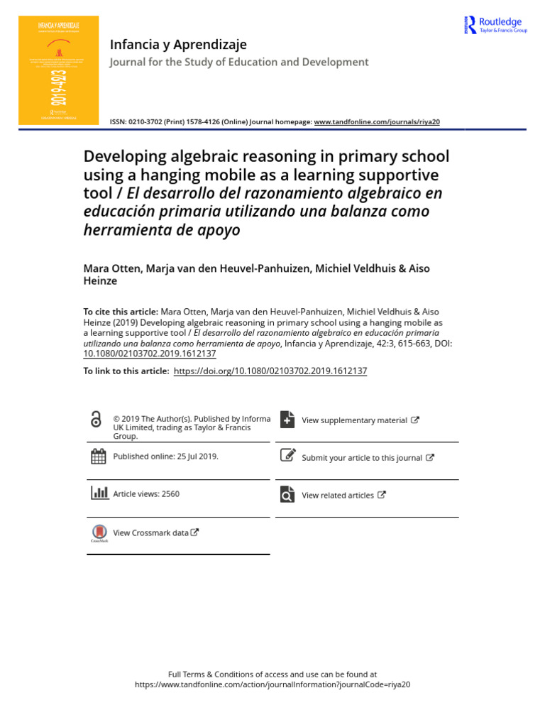 Developing Algebraic Reasoning in Primary School Using a Hanging Mobile as a Learning Supportive ...