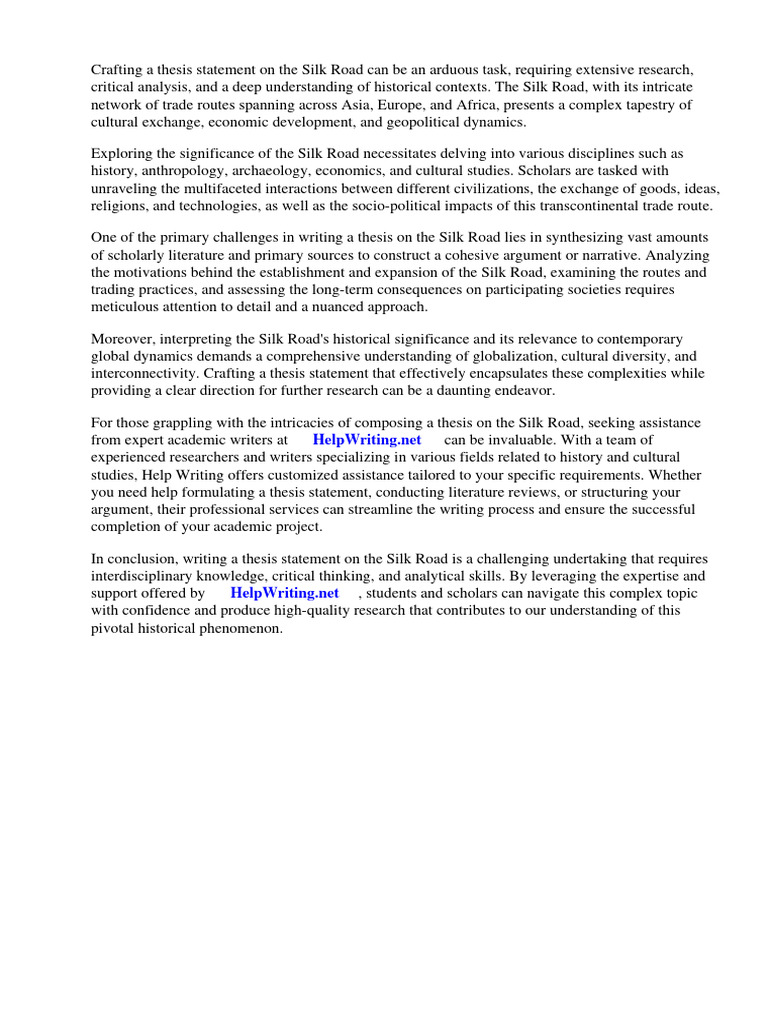Silk Road Thesis Statement | PDF | Silk Road | Trade