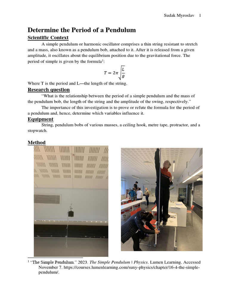 Pendulum Period Experiment Analysis | PDF | Pendulum | Accuracy And ...