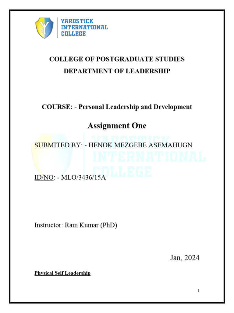 HENOK MEZGEBE ASEMAHUGN ID MLO-3436-15A PD | PDF | Leadership | Stress (Biology)