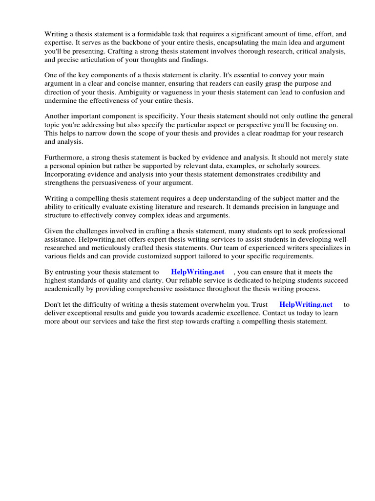 Key Components of A Thesis Statement | Download Free PDF | Essays | Thesis