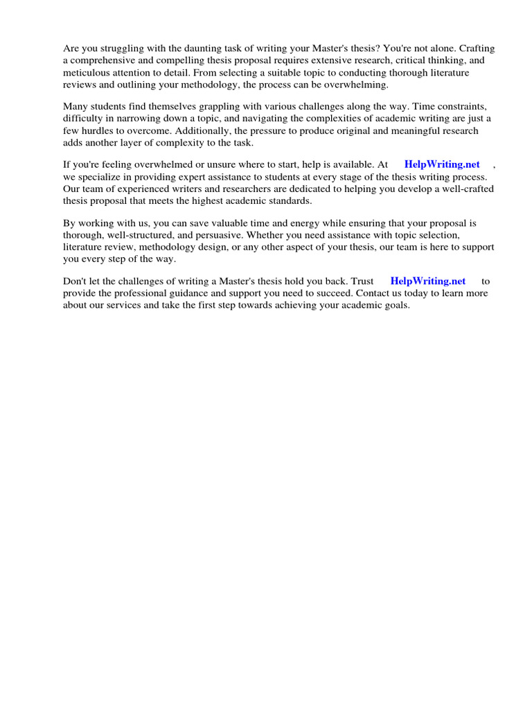 Sample Masters Thesis Proposals | PDF | Thesis | Health Informatics