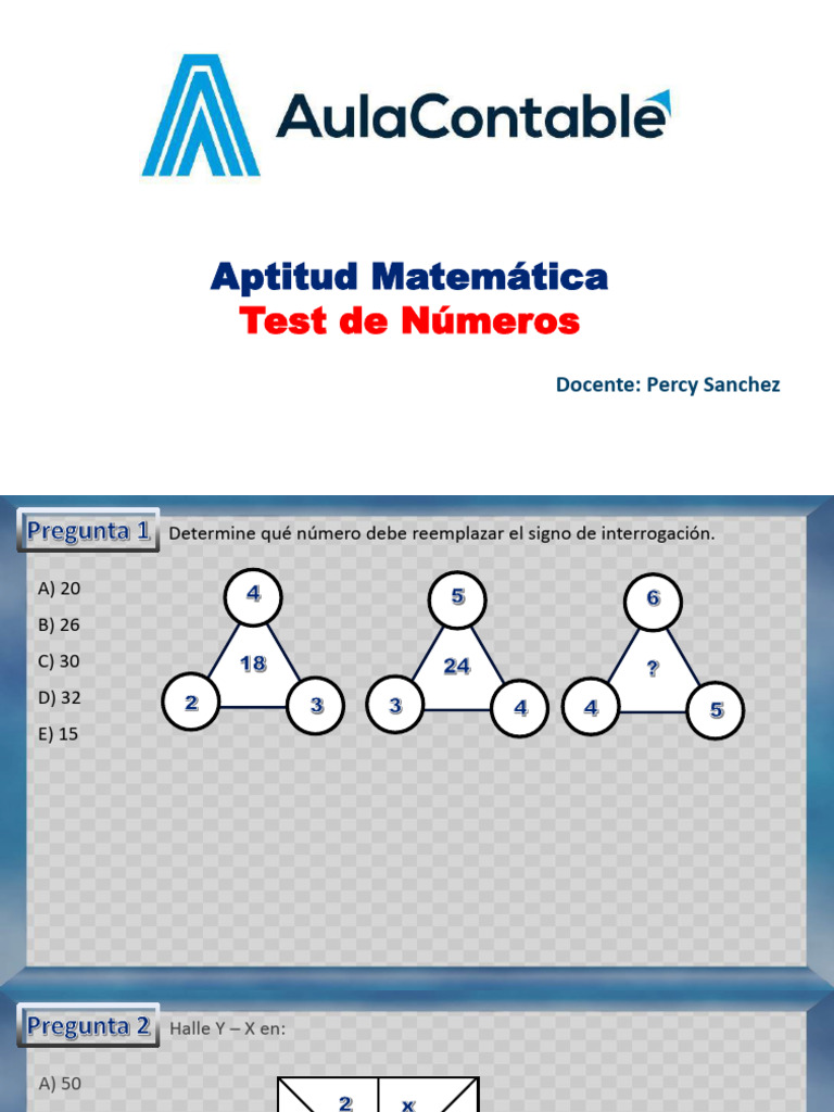 Test de Aptitud Matemática: Ejercicios | PDF | Métodos y materiales de ...