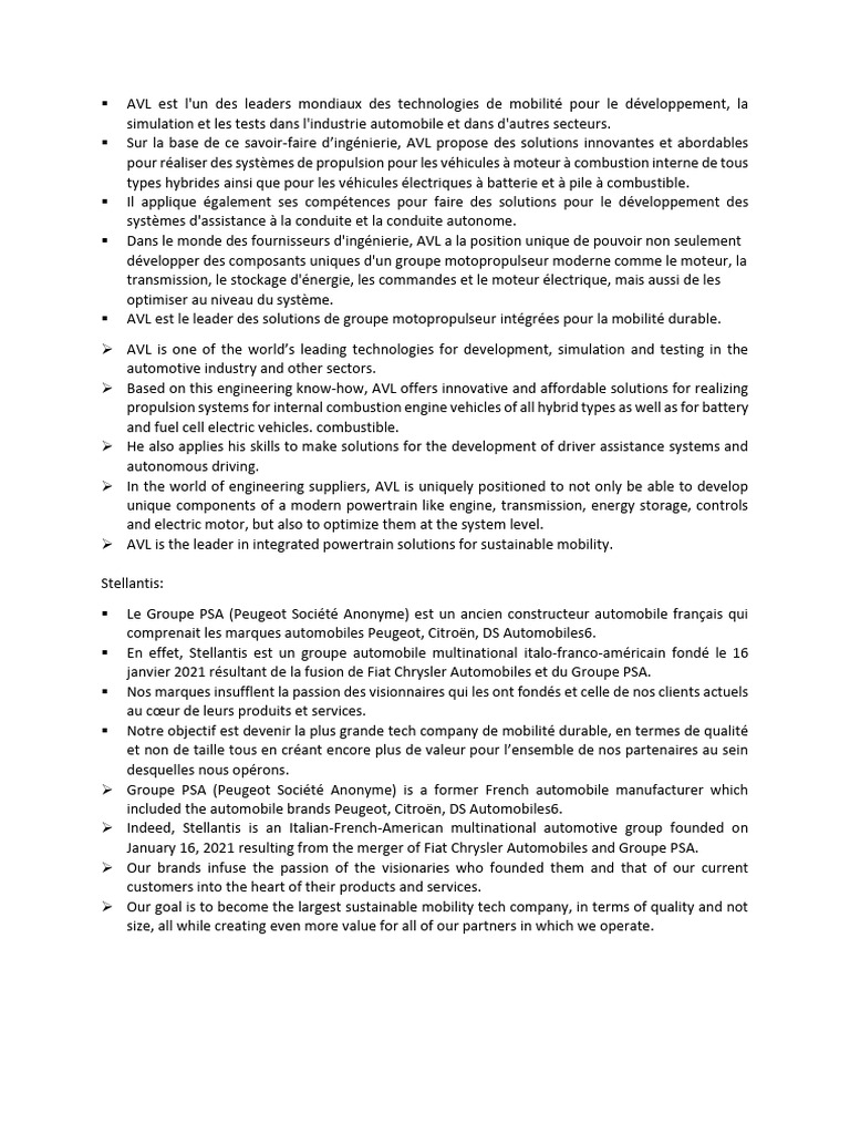 AVL : Leader en solutions de mobilité durable | PDF | Industrie ...
