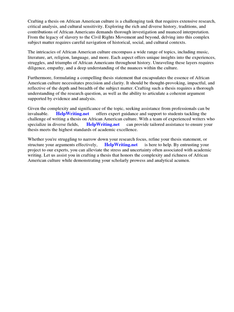 African American Culture Thesis Statement | Download Free PDF | God ...