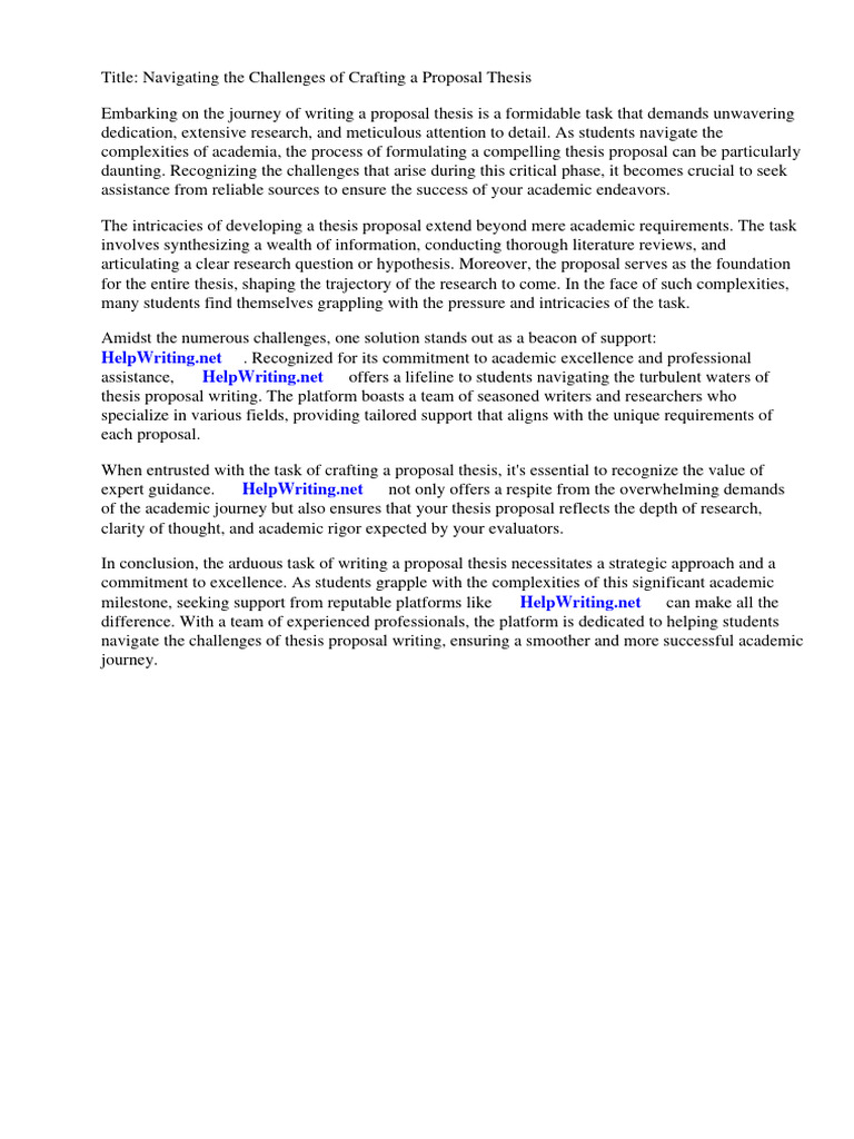 How To Write A Proposal Thesis | PDF | Thesis