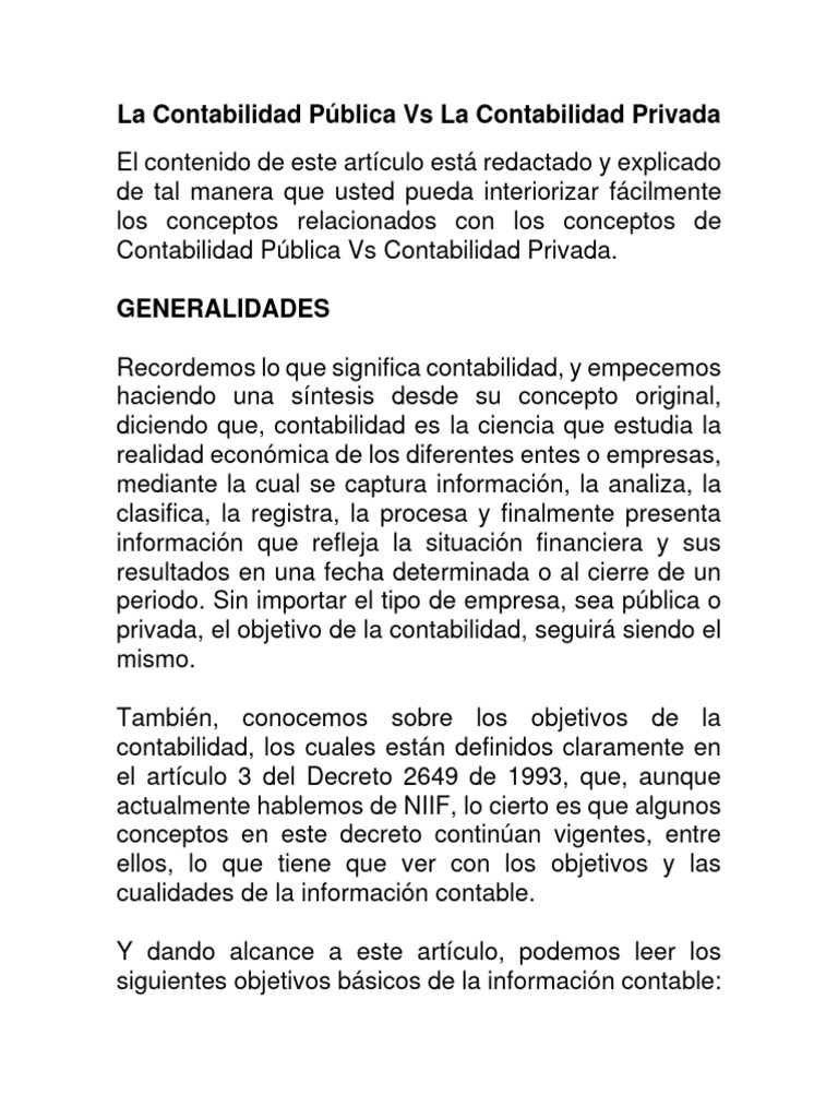 Contabilidad Pública vs Privada | PDF | Contabilidad | Negocios económicos