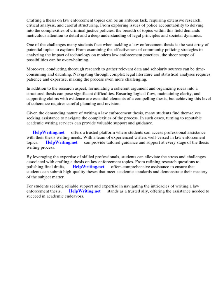 Law Enforcement Thesis Topics | PDF | Police | Crimes