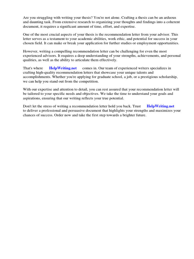 Sample Recommendation Letter From Thesis Advisor | PDF | Doctor Of ...