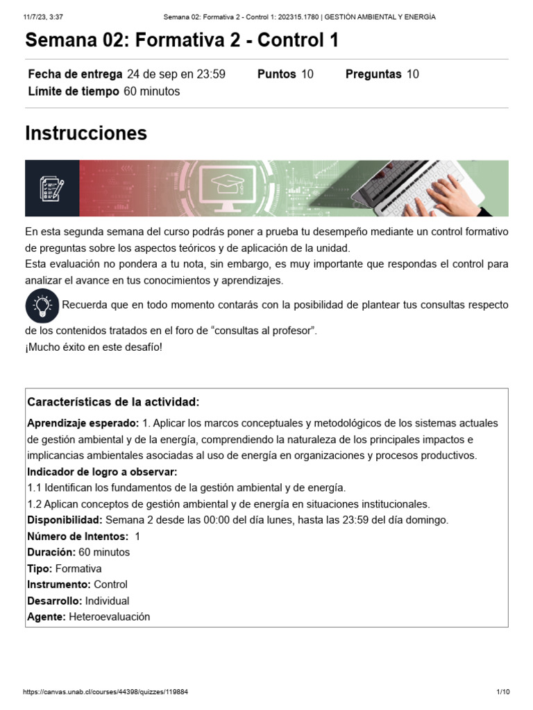 Semana 02 - Formativa 2 - Control 1 - 202315.1780 - GESTIÓN AMBIENTAL Y ENERGÍA | PDF | Business ...