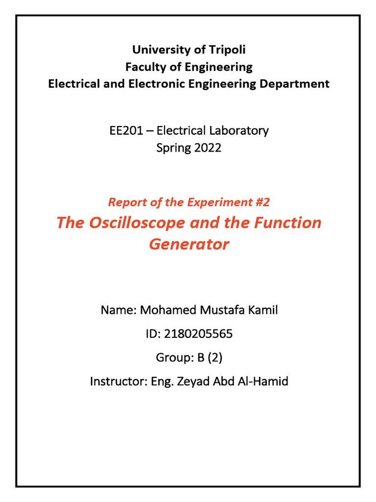 The Oscilloscope and Function Generator | PDF | Amplitude | Electronic Engineering