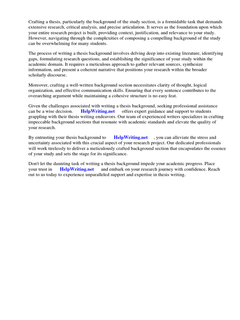 How To Write Thesis Background of The Study | PDF | Thesis | Theory