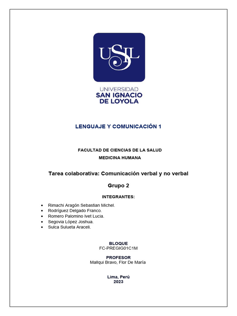 LENGUAJE Y COMUNICACIÓN 1 TRABAJO COLABORATIVO COMPLETADO (1) | PDF | Comunicación