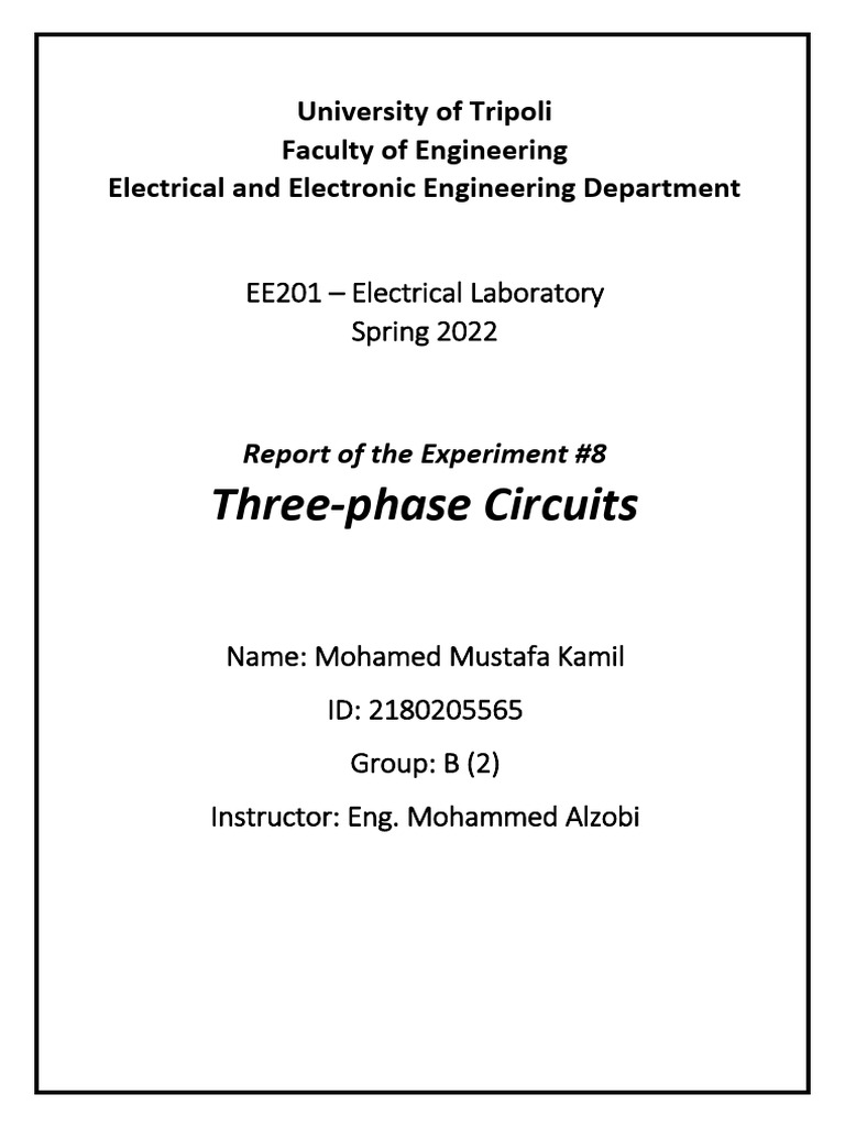 Three Phase Report | PDF | Physical Sciences | Electrical Engineering