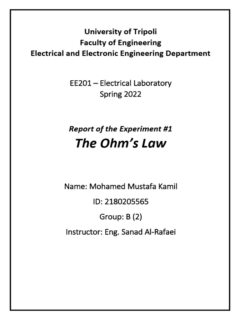 Ohm's Law | PDF | Resistor | Electrical Resistance And Conductance