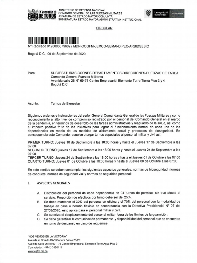 Circular Turnos de Permiso | PDF | Agua