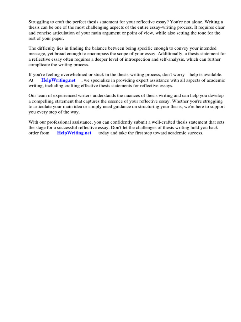 Writing A Thesis Statement For A Reflective Essay | Download Free PDF ...