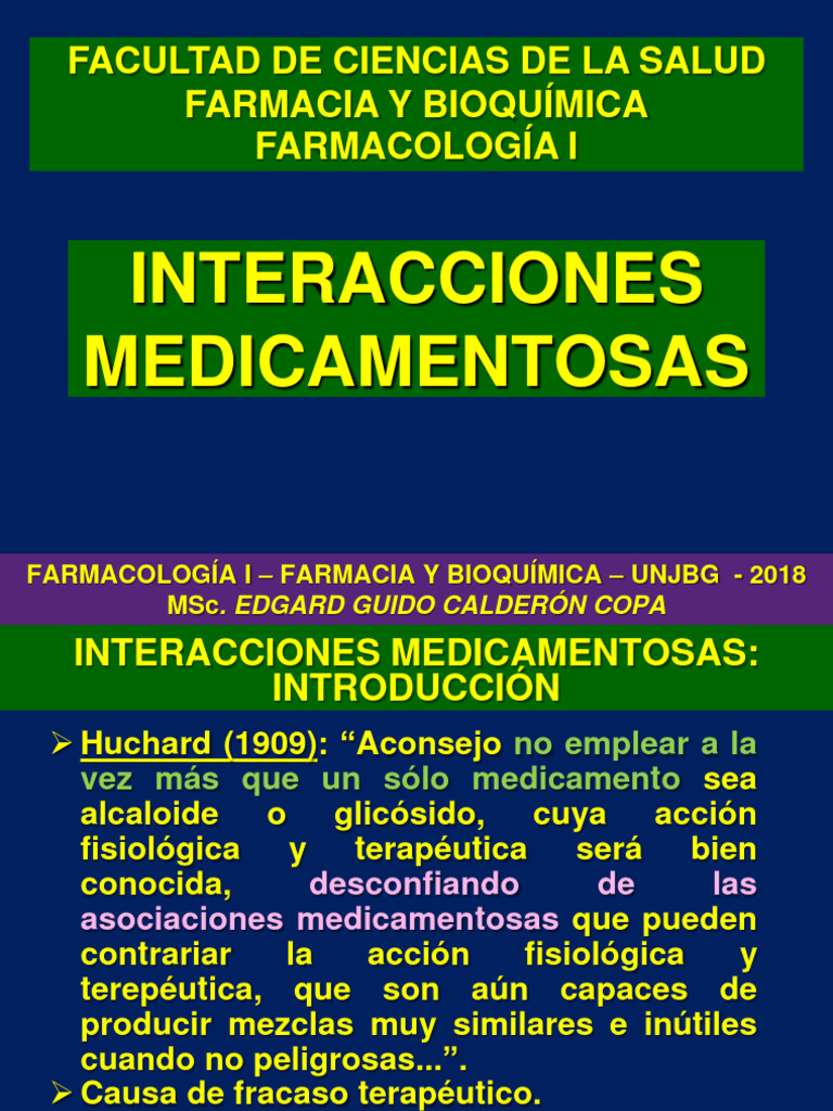 INTERACCIONES MEDICAMENTOSAS | PDF | Medicamentos con receta | Farmacología