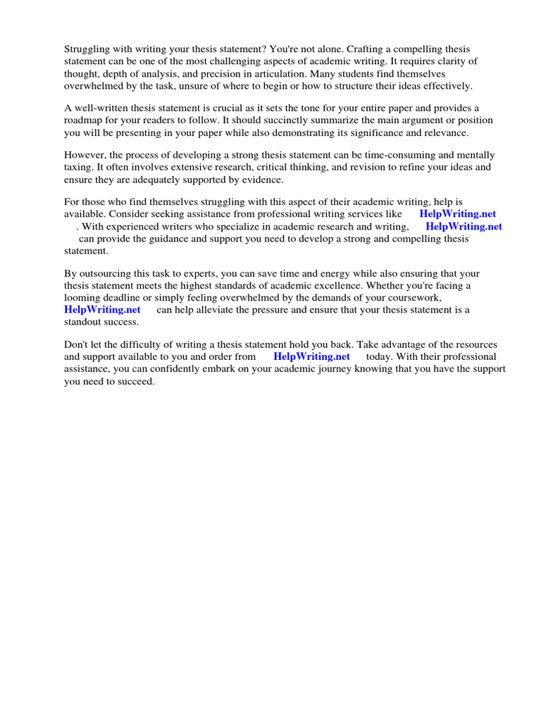 Thesis Statement Good Examples | PDF | Essays | Thesis