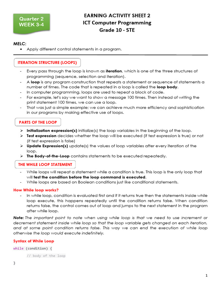 Iteration Structures Pdf Control Flow Computer Engineering