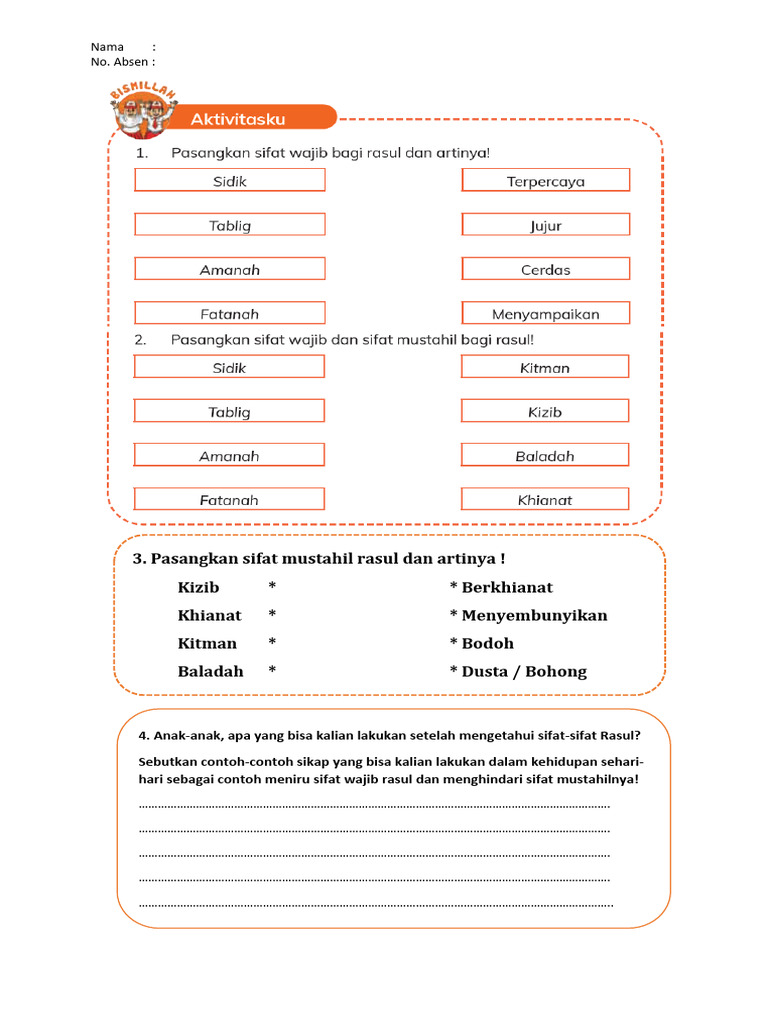 LKPD Sifat Rasul Kelas 4 SD | PDF