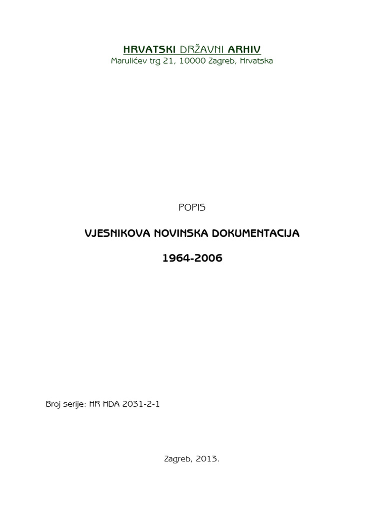 Vjesnikova Dokumentacija | PDF