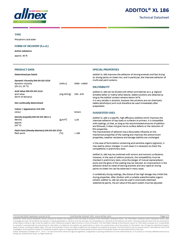 Additol-Xl-186 en A4 | Download Free PDF | Paint | Intellectual Property