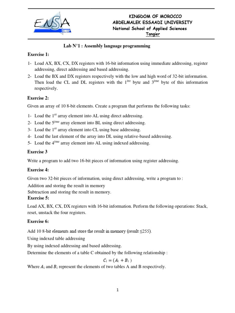 Assembly Language Lab Exercises | PDF | Computer Architecture | Integrated Circuit