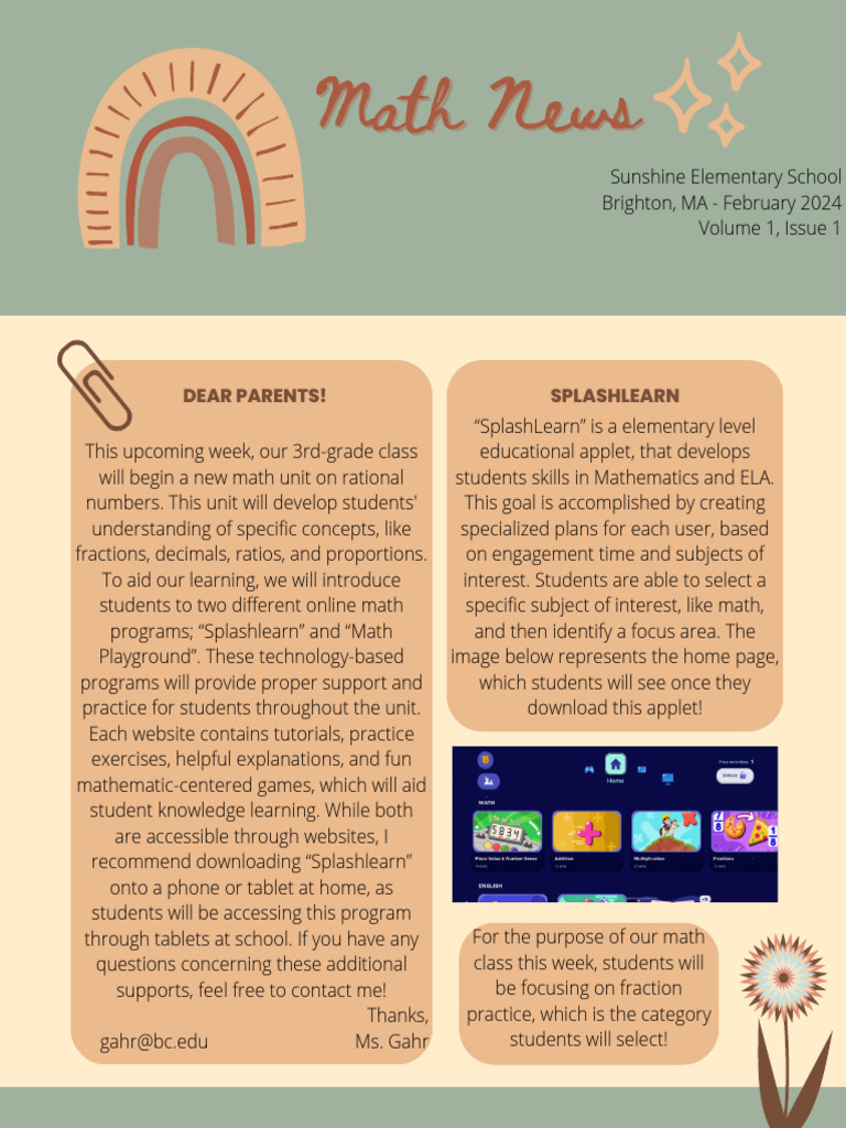 beige green illustrated classroom newsletter 1 | PDF | Mathematics ...