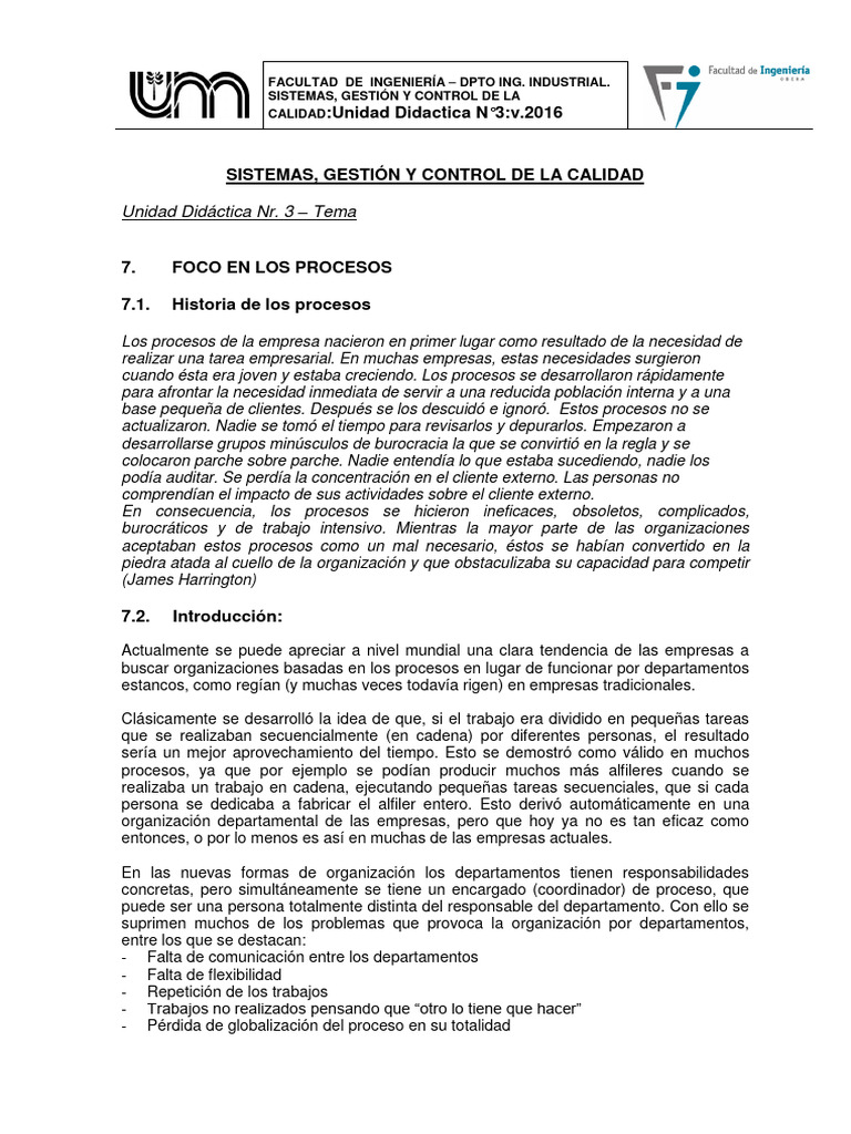 UD-3-Foco en el Proceso_v2016 | PDF | Calidad (comercial) | Business