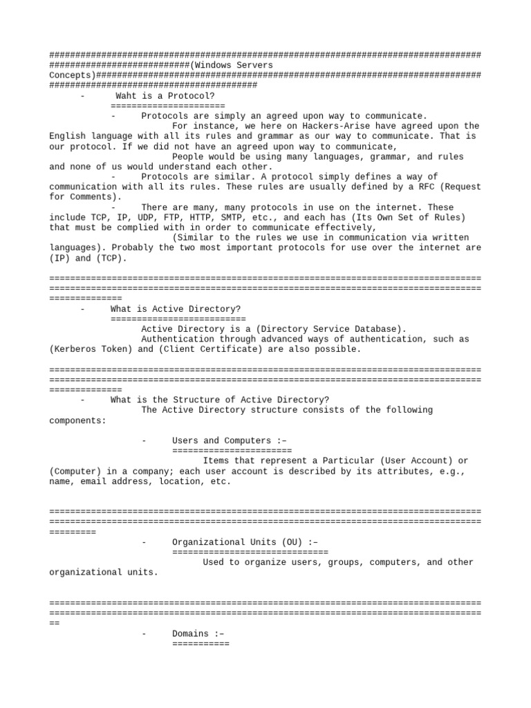 Windows Servers Concepts Pdf Computer Network Active Directory