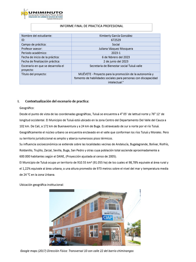 Informe Final Del Proyecto de Practica KIMBERLY GARCIA - Docx - Documentos de Google | PDF ...