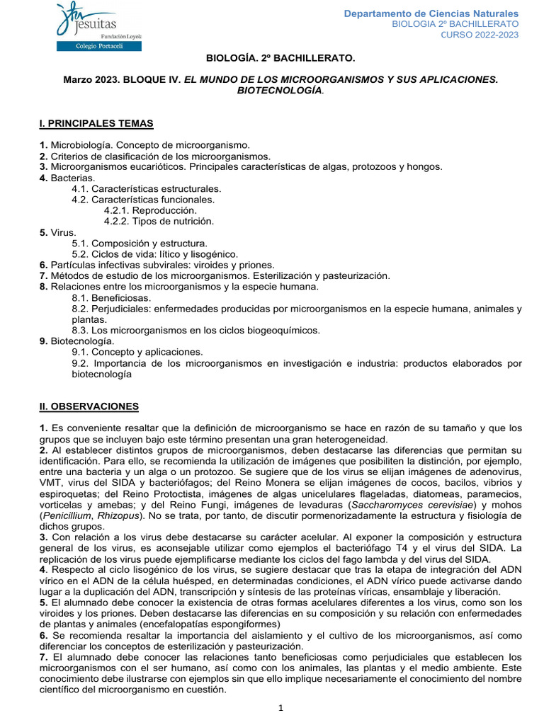 Bloque IV. Microbiología 22-23 | Descargar gratis PDF | Virus | Las bacterias