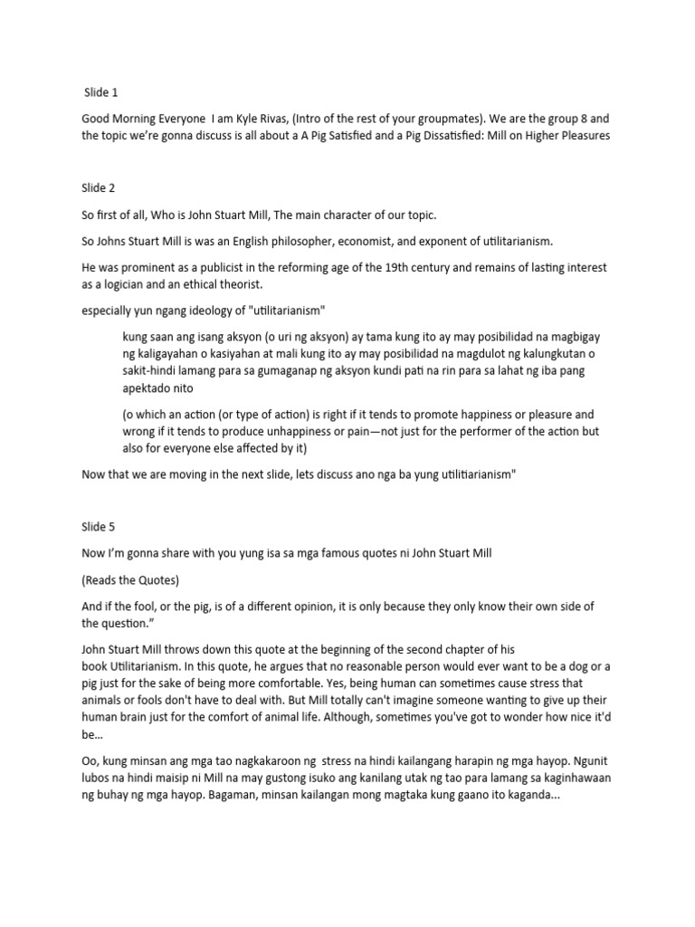 Report Script | PDF | John Stuart Mill | Utilitarianism