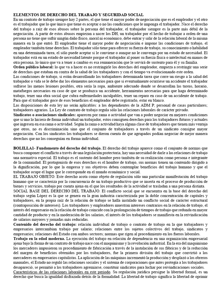 Resumen 1 er parcial laboral | PDF | Derecho laboral | Feudalismo