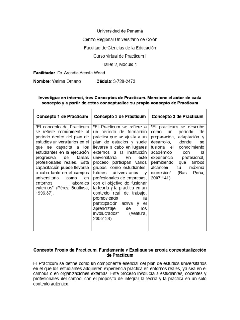 Practicum 2 | Descargar gratis PDF | Plan de estudios | Concepto