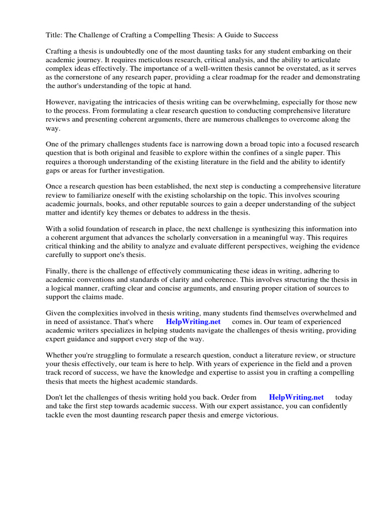 Sample Research Paper Thesis | PDF | Thesis | Academic Publishing