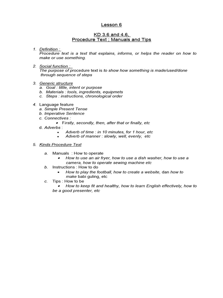 Reference For Procedure Text | PDF | Dough