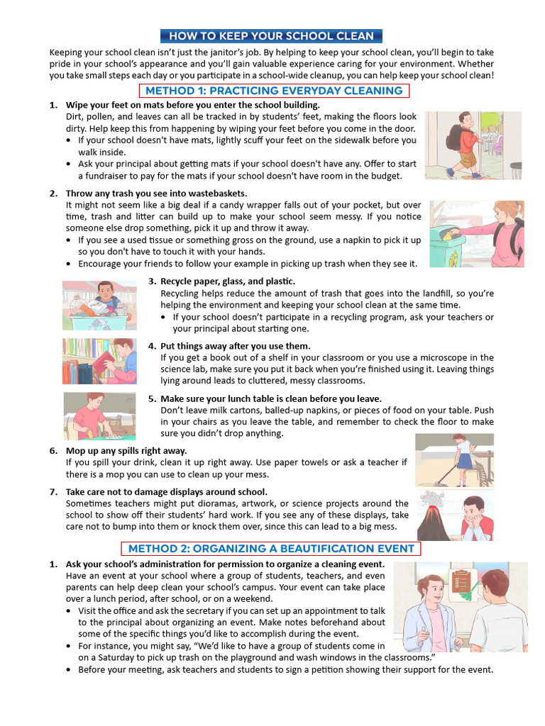 How To Keep Your School Clean | PDF