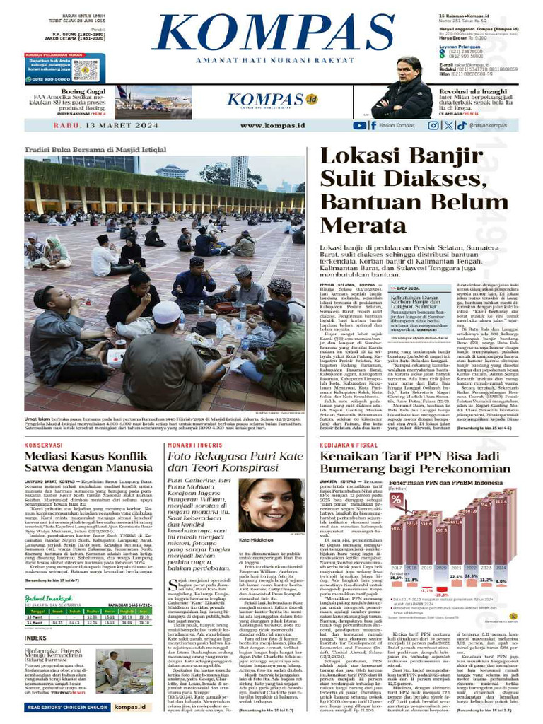 E Paper Kompas Edisi Rabu 13 Maret 2024 | PDF