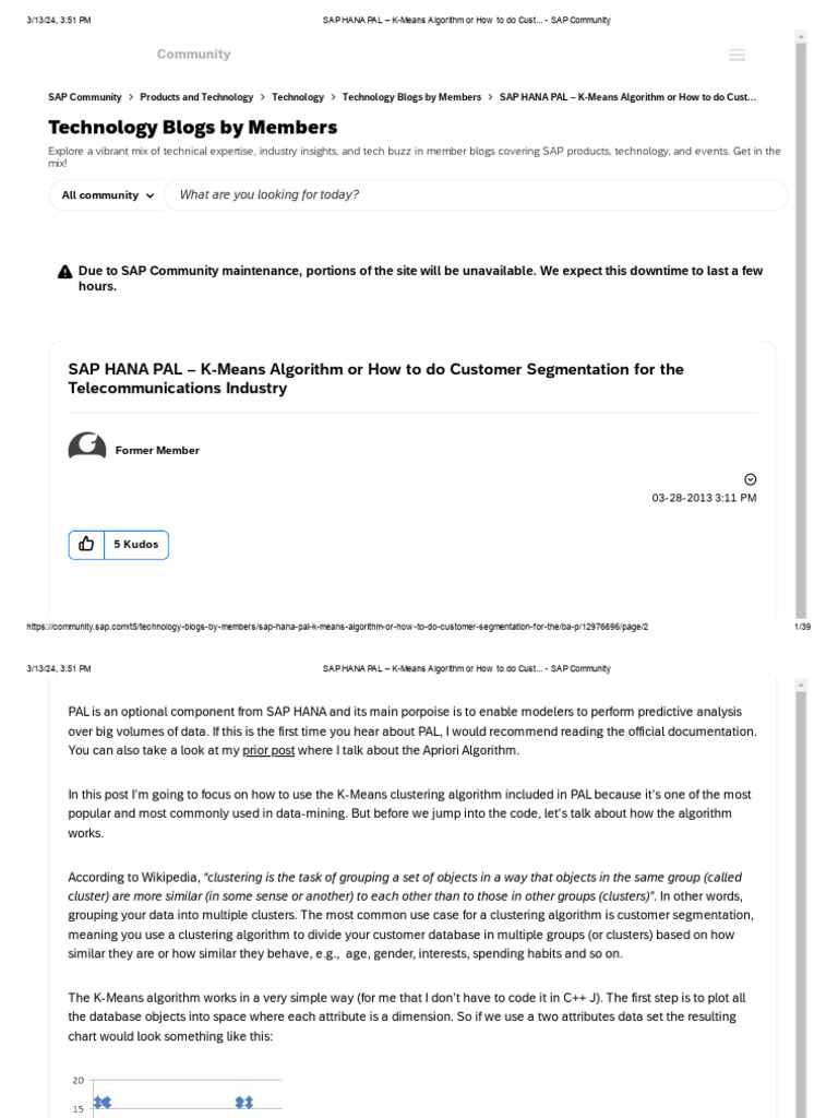 SAP HANA PAL - K-Means Algorithm or How To Do Cust... - SAP Community | PDF | Cluster Analysis ...