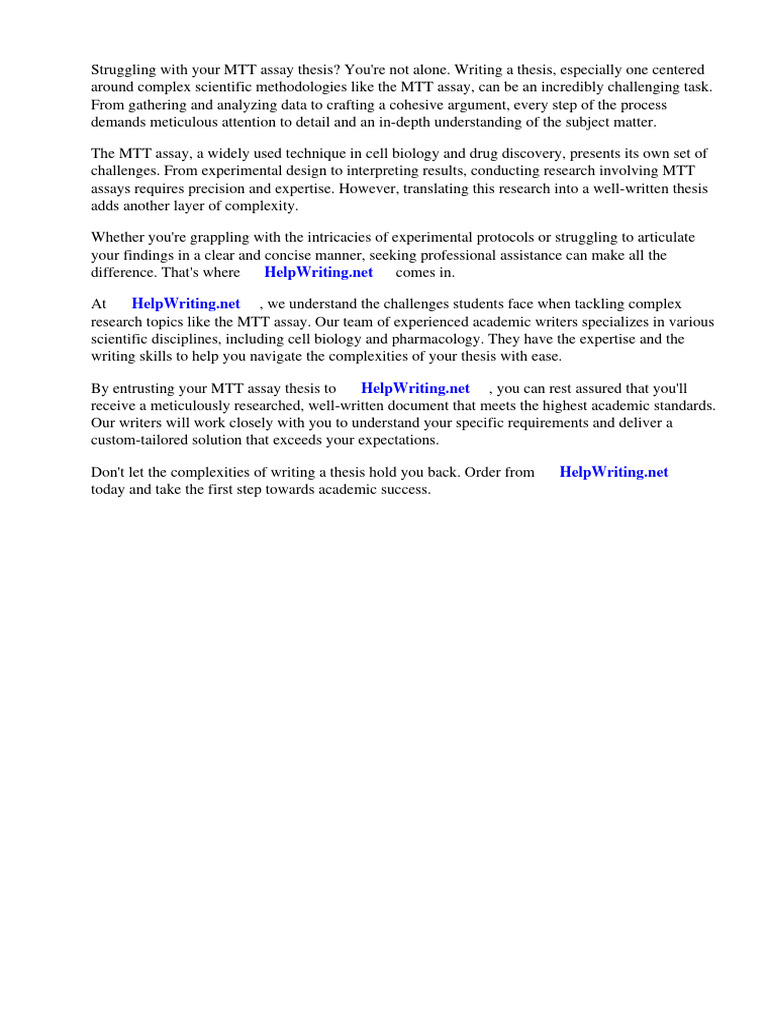 Mtt Assay Thesis | PDF | Biology