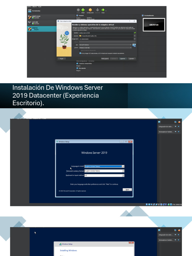 Instalación de Windows Server 2019 Datacenter (Experiencia | PDF