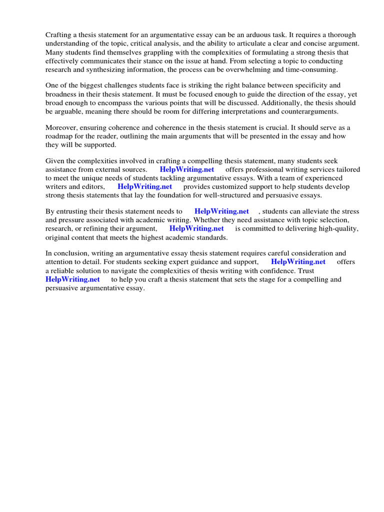 Argumentative Essay Thesis Statement Format | PDF | Essays | Argument