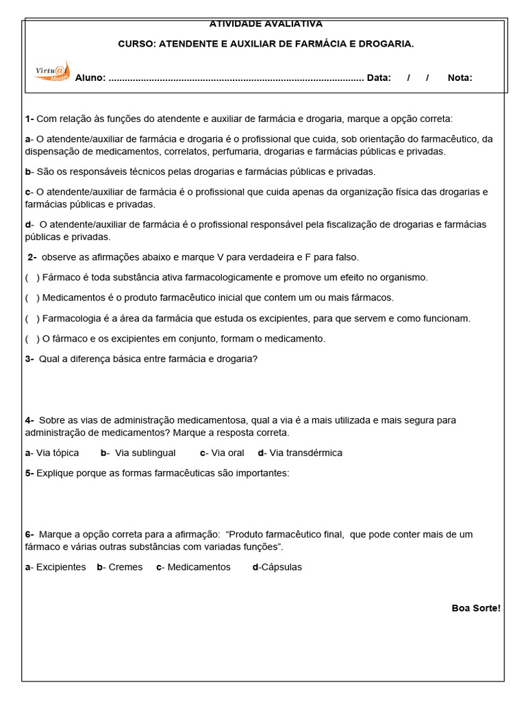 Atividade Avaliativa | PDF | Autoajuda | Ciências e Matemática