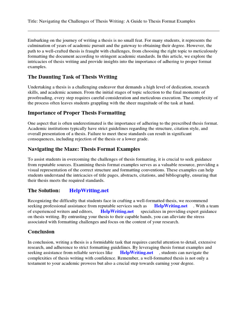 Thesis Format Examples | PDF | Thesis | Essays