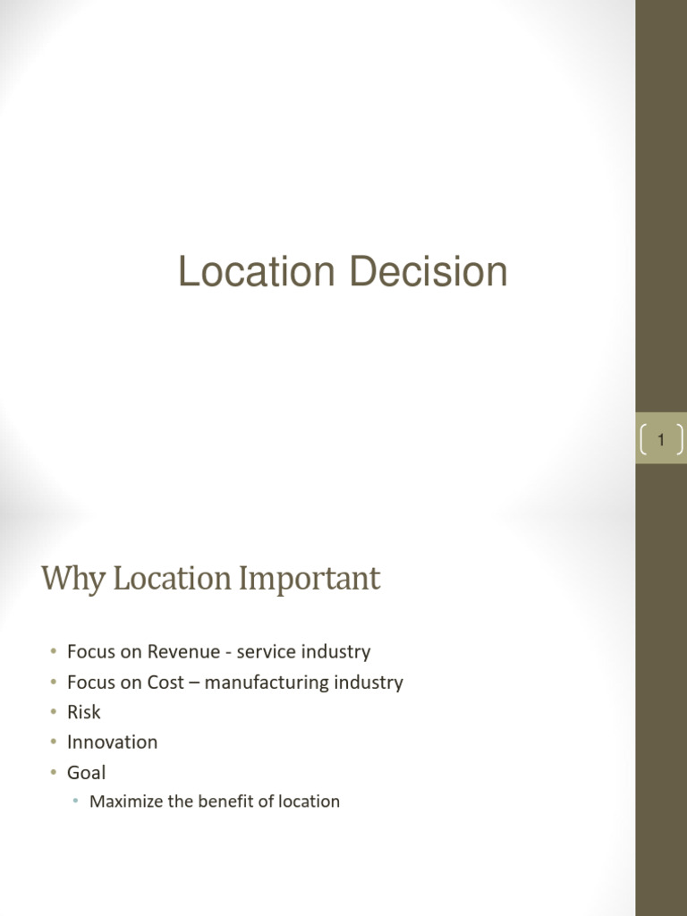 Location Decision - Teaching Note | PDF | Long Run And Short Run ...