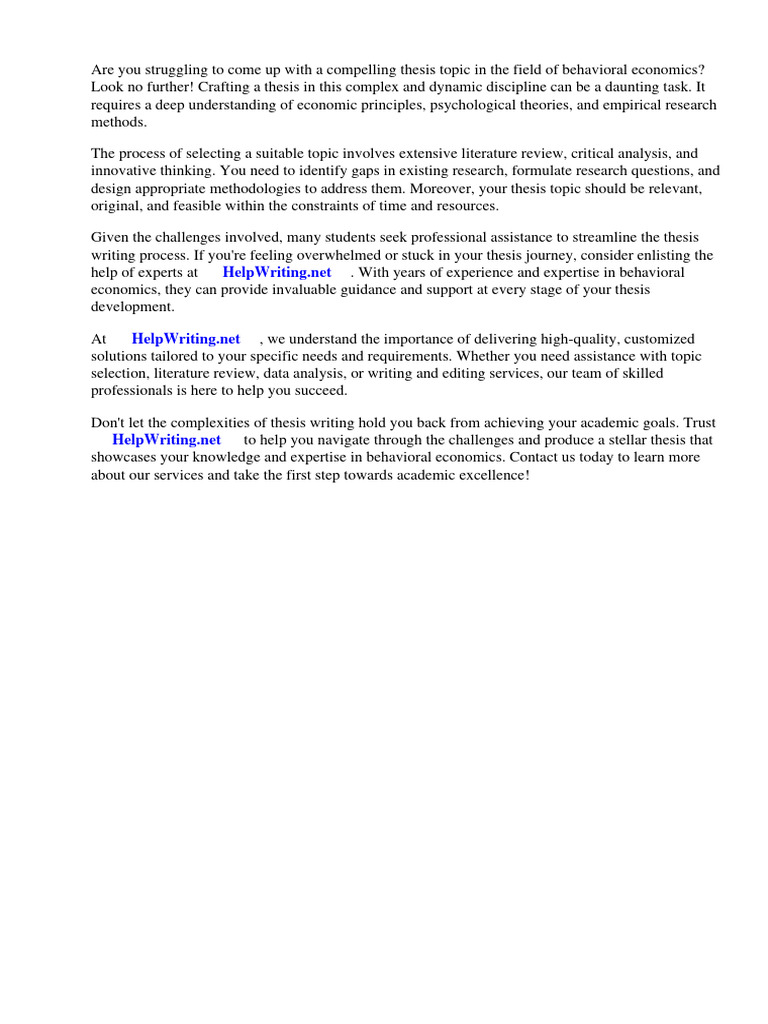 Behavioural Economics Thesis Topics | PDF | Economics | Behavioral Economics